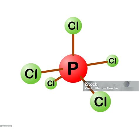 Vector Illustration Of Molecular Structure Of Phosphorus Pentachloride On White Background Stock