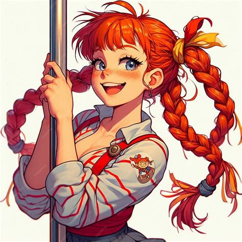 Premium Photo A Cartoon Girl With Red Hair And A Red Hair With A Bow