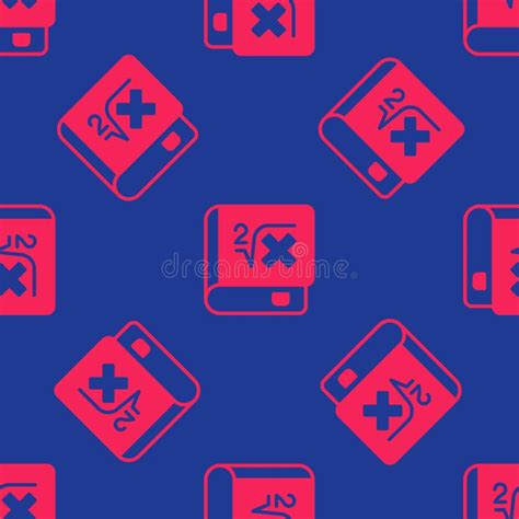 Red Book With Word Mathematics Icon Isolated Seamless Pattern On Blue Background Math Book
