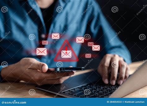Alert Email Inbox And Spam Virus With Warning Caution For Notification