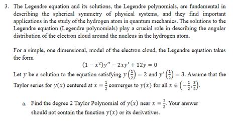 Solved The Legendre Equation And Its Solutions The Legendre
