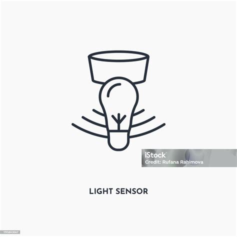 라이트 센서 개요 아이콘입니다 간단한 선형 요소 그림입니다 흰색 배경에 격리 된 선 라이트 센서 아이콘입니다 얇은 스트로크