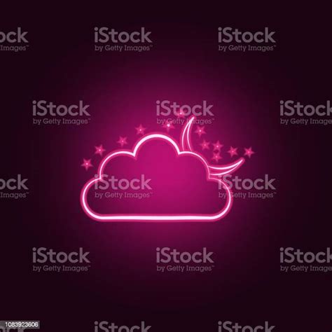夜雲標誌圖示霓虹燈風格圖示中的天氣元素簡單的圖示網站 網頁設計 移動應用程式 資訊圖形向量圖形及更多多雲圖片 多雲 夜晚 大自然