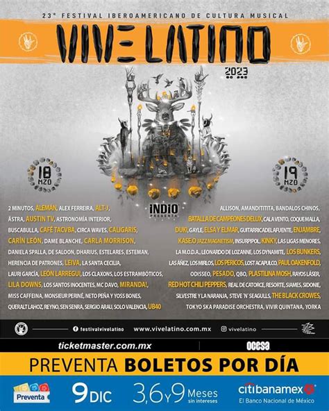 Vive Latino 2023 cartel por día ROCK360MX