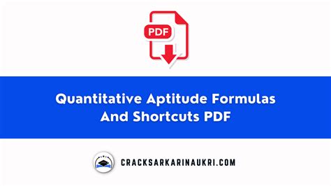 Quantitative Aptitude Formulas And Shortcuts Pdf Download 2025 Crack