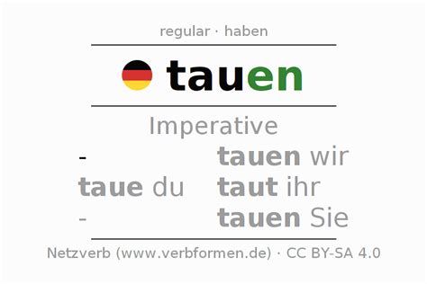 Imperative German "tauen" - All forms of verb, rules, examples ...