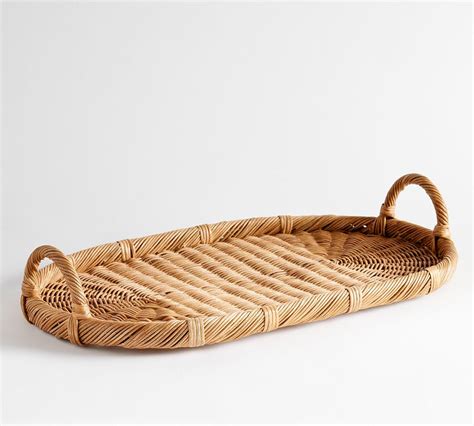 Handwoven Wicker Oval Serving Tray Pottery Barn