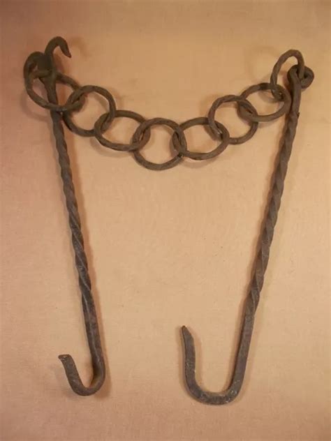ANCIENNE CRÉMAILLÈRE Crochet de Cheminée en Fer Forgé XIXè EUR 20