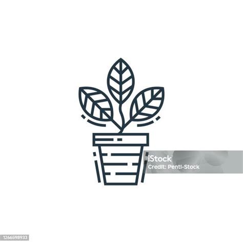 흰색 배경에 격리 된 화분 벡터 아이콘 개요 웹 사이트 디자인 및 모바일 응용 프로그램 개발을위한 얇은 라인 화분 아이콘 얇은 선 화분 윤곽 선 아이콘 벡터 일러스트레이션