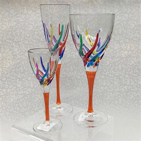 Trix Collection Multi Colored Champagne Flute Italian Glass