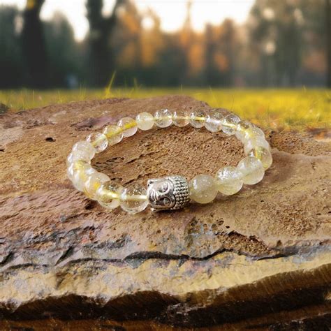 Golden Rutile Quartz Bracelet Buy Online Golden Rutile Crystal Buddha