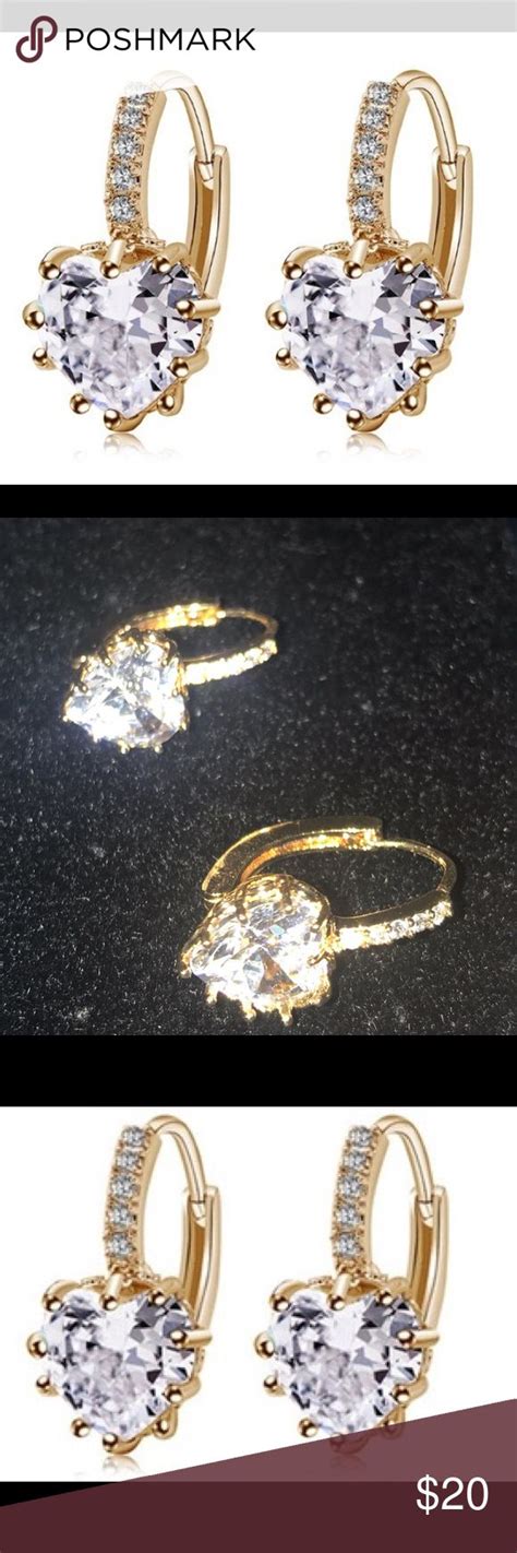 Gold Plated Cubic Zirconia Heart Earrings Cubic Zirconia Heart Heart