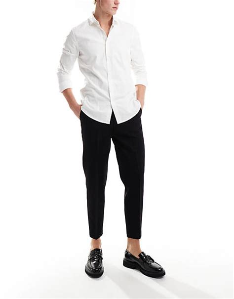 Asos Design Smart Tapered Fit Trousers In Black Asos