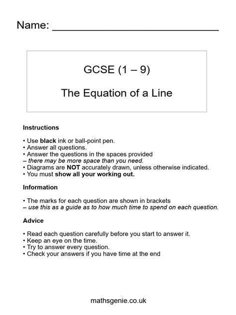 5 Equation Of A Line Pdf