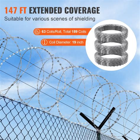 Vevor Vevor Razor Wires 147 Ft Razor Barbed Wire 3 Rolls Razor Wire