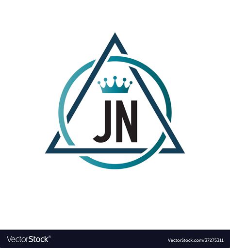 Initial Letter Jn Circle Triangle Logo Design Vector Image