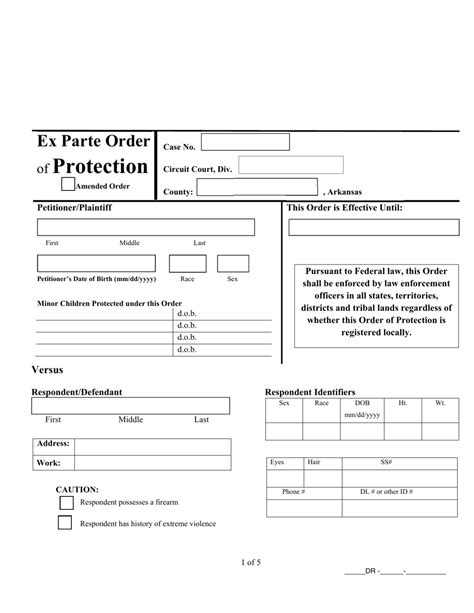 Arkansas Ex Parte Order Of Protection Fill Out Sign Online And