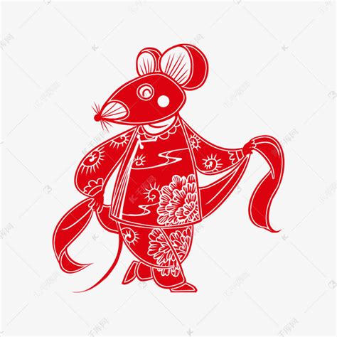 老鼠扭秧歌鼠年剪纸风素材图片免费下载 千库网