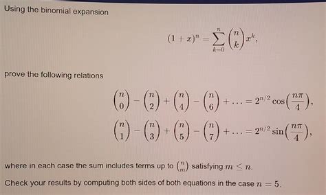 Solved Using The Binomial Expansion Prove The Fo Solutioninn