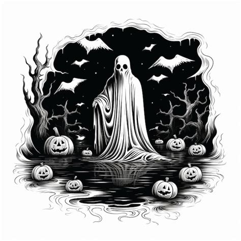 Premium Ai Image Flat Halloween Ghost Art Contemporary Ghostly Vibes