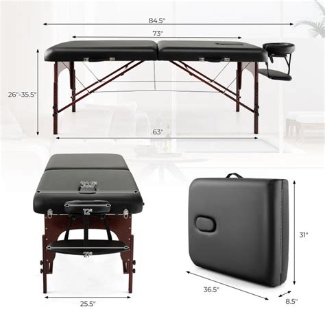 Portable Massage Table Spa Bed Folding Facial Salon Tattoo Table Heigh