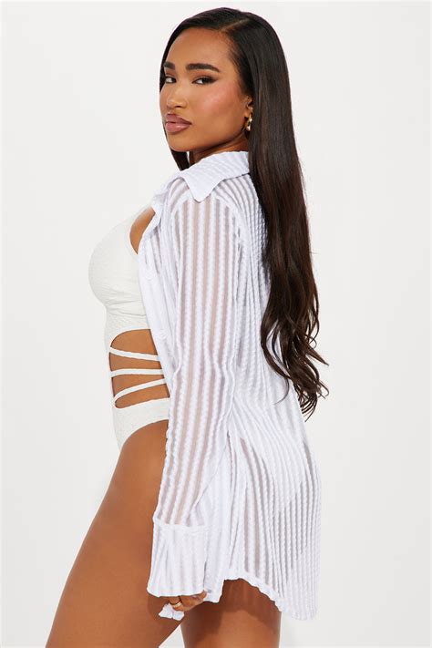 Island Breeze Cover Up Blouse White Fashion Nova Swimwear