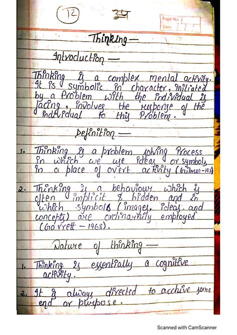 Solution Psychology Thinking Unit Handwritten Note Studypool