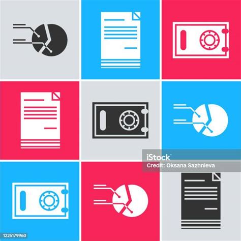 設置餅圖資訊圖文檔和安全圖示向量向量圖形及更多保安圖片 保安 保護 信息圖形 Istock