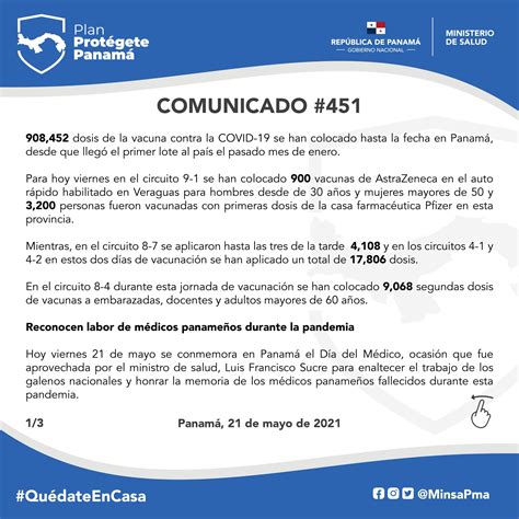 Ministerio de Salud de Panamá on Twitter Comunicado N 451