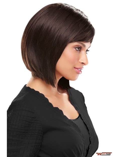 Brown Chin Length Straight Bobs Lace Front Sleek Ladies Wigs For Sale