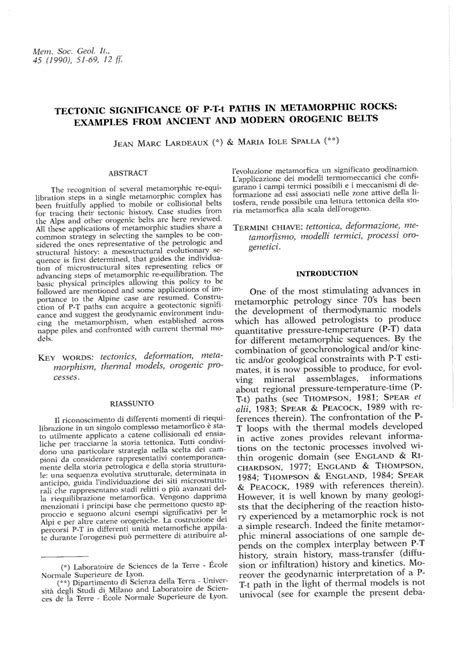Pdf Tectonic Significance Of P T T Paths In Metamorphic Rocks Examples From Ancient And