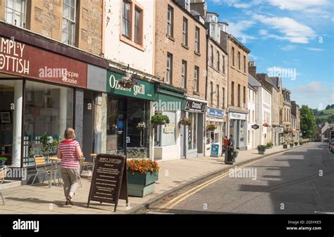 A View Down The High Street In Jedburgh Town Centre Scotland Uk Stock