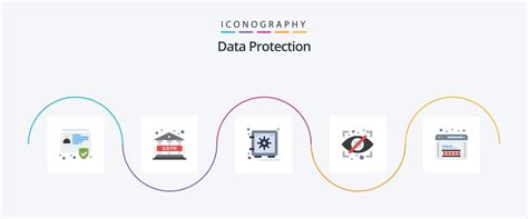 Data Protection Flat 5 Icon Pack Including Programming Coding Safe