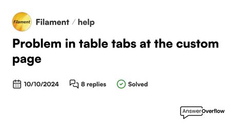 Problem In Table Tabs At The Custom Page Filament