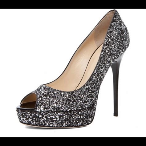 Kellyandkatie Black Glitter Pumps Gem