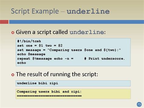 Shell Programming Lecture Overview Shell Variables Shell