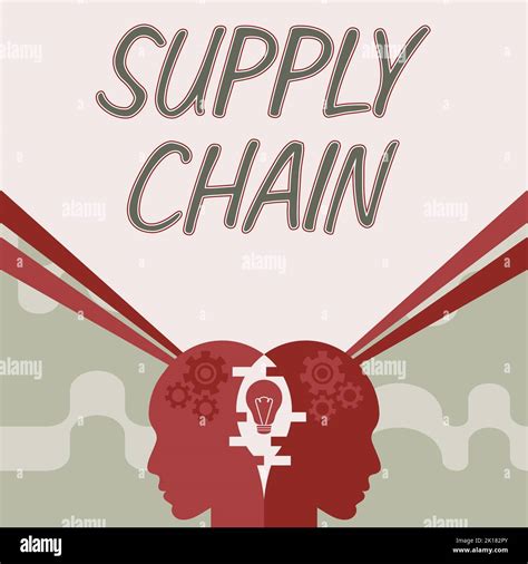 Hand Writing Sign Supply Chain Word Written On System Of Organization And Processes From