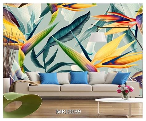 Jual Mural Photowall Wallpaper Dinding Mural Motif Daun Rainbow Pelangi