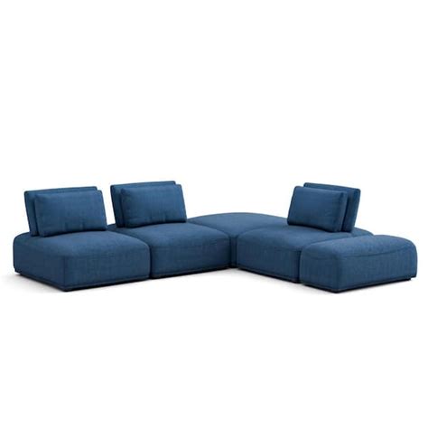 Furniture Of America Fairwind 116 In Armless 5 Piece Chenille L Shaped