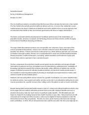 Assignment 4 1 Docx Samantha Howard Survey Of Healthcare Management