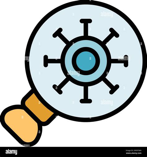 Magnifying Virus Icon Outline Vector Detection Bacteria Cell