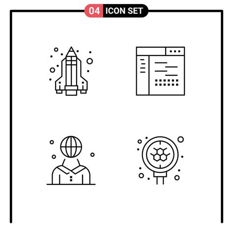 4 Line Concept For Websites Mobile And Apps Pencil Rocket Human Code