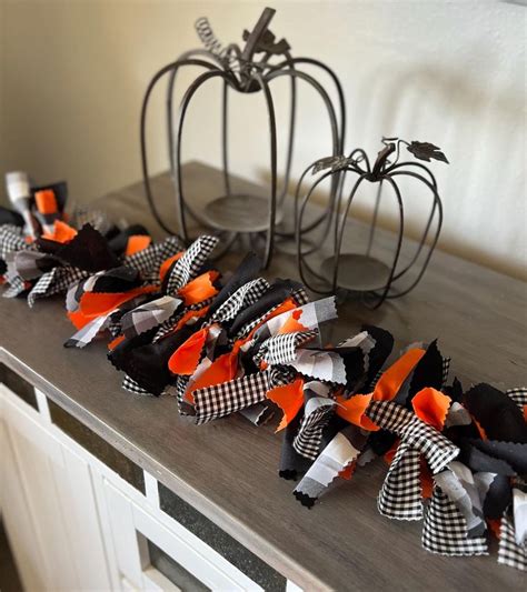 Halloween Rag Tie Garland Perfect For Farmhouse Decor Fall Ribbon