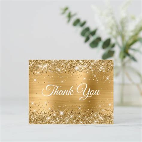 Glittery Silver Foil 50th Birthday Thank You Postcard Zazzle