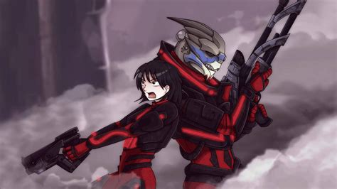 Download Mass Effect Garrus And Miranda Cartoon Wallpaper