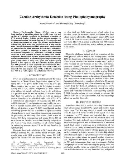 Pdf Cardiac Arrhythmia Detection Using Photoplethysmography
