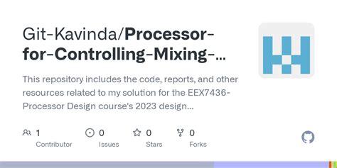 GitHub Git Kavinda Processor For Controlling Mixing Process CMP This Repository Includes The