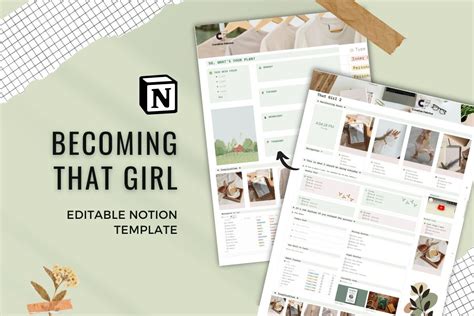 Notion Template Become That Girl Planner Graphic By Natifafad Creative Fabrica
