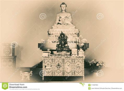 Buddhistische Symbole Mit Weinleseeffekt Stockfoto Bild Von
