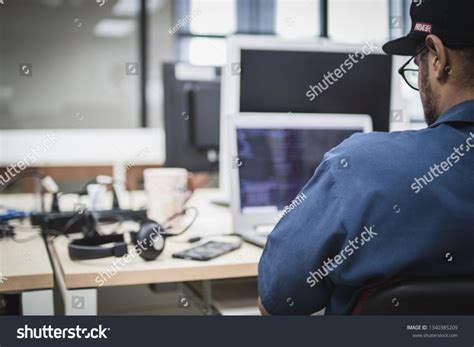 Indian Computer Engineering Student Coding On His Laptop In A Computer Lab Ad AD